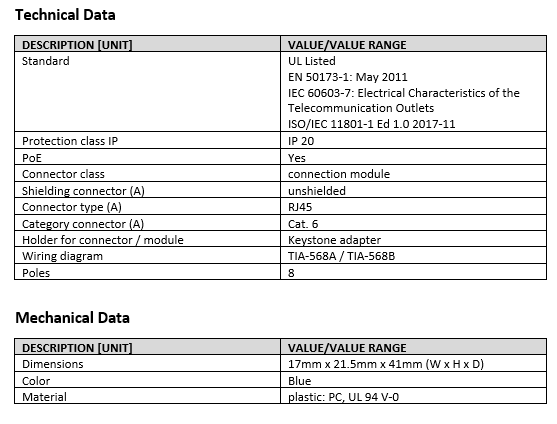 R813810 Connection Module Cat6, 1xRJ45u, keystone – R&M Authorized ...